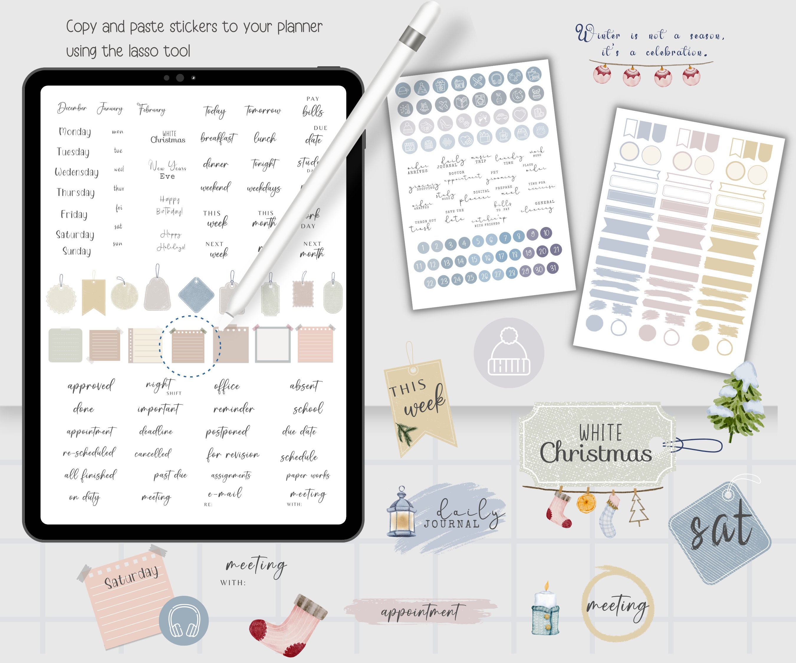 WINTER Goodnotes Stickers/ Winter Digital Stickers/ Christmas Digital ...