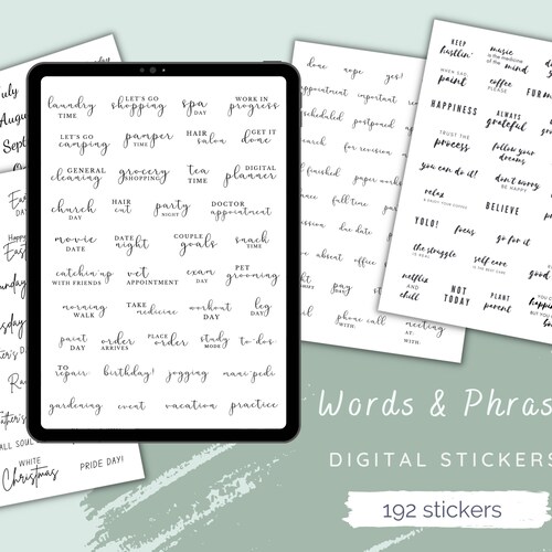 Words and Phrases Digital Stickers Goodnotes Stickers - Etsy