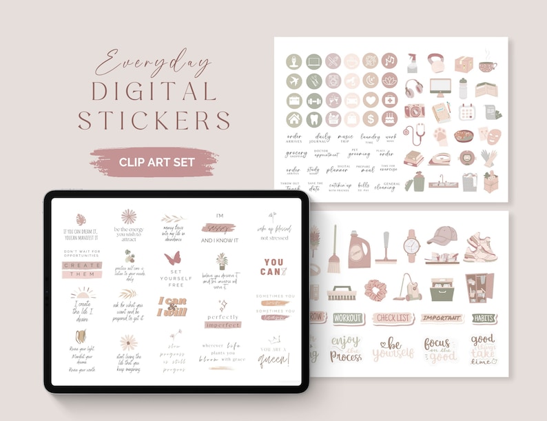 Everyday Digital Planner Stickers | Pre-cropped Goodnotes, PNG (digital ...