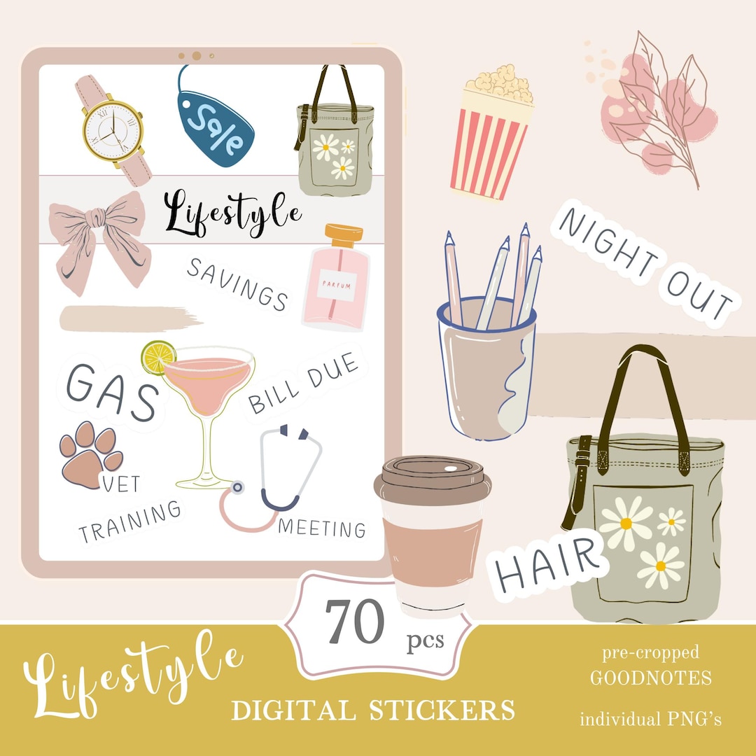 Lifestyle Goodnotes Stickers | Cute Digital Sticker Pack | Everyday ...