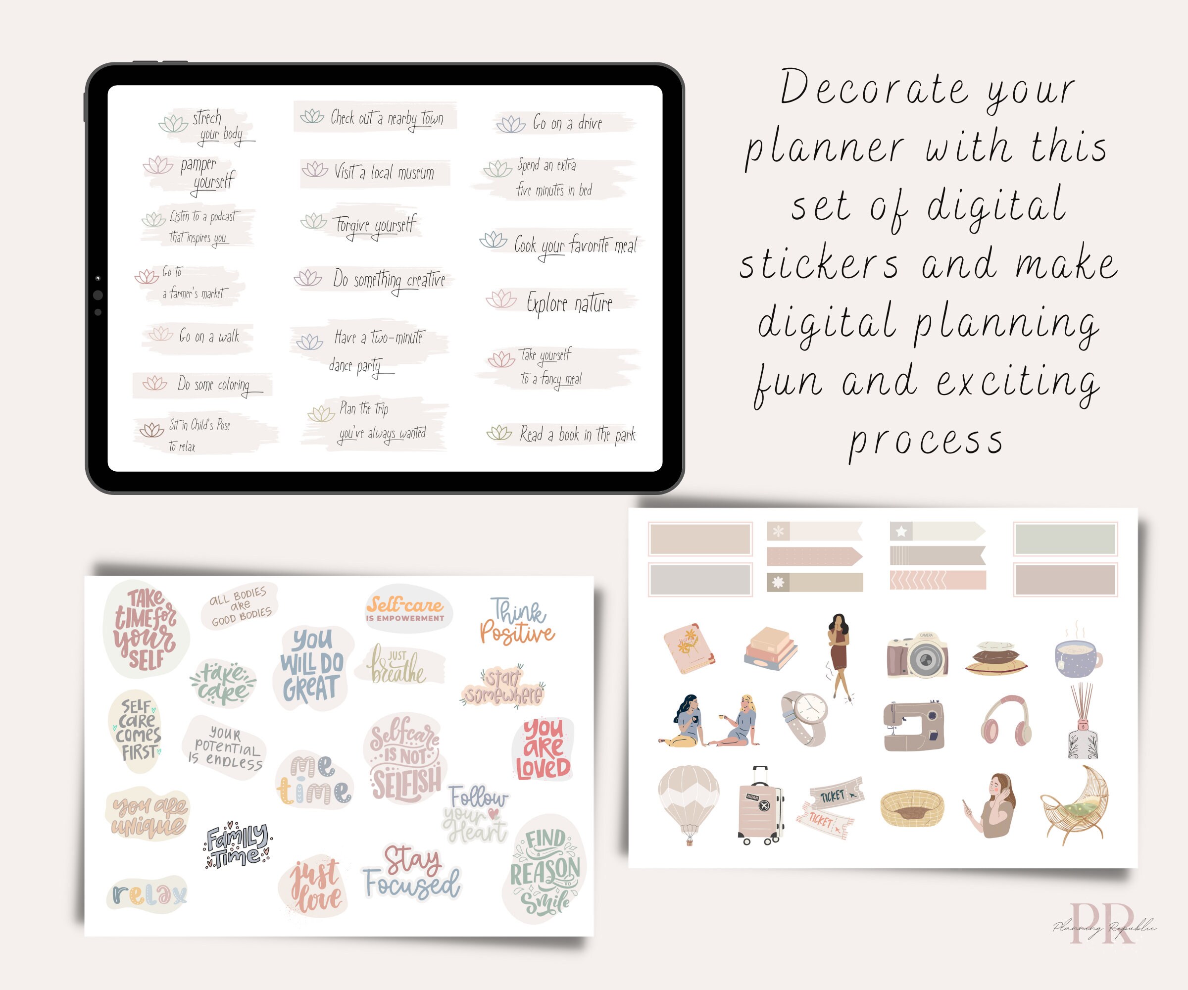 ME TIME Digital Stickers for Goodnotes Selfcare Stickers in - Etsy