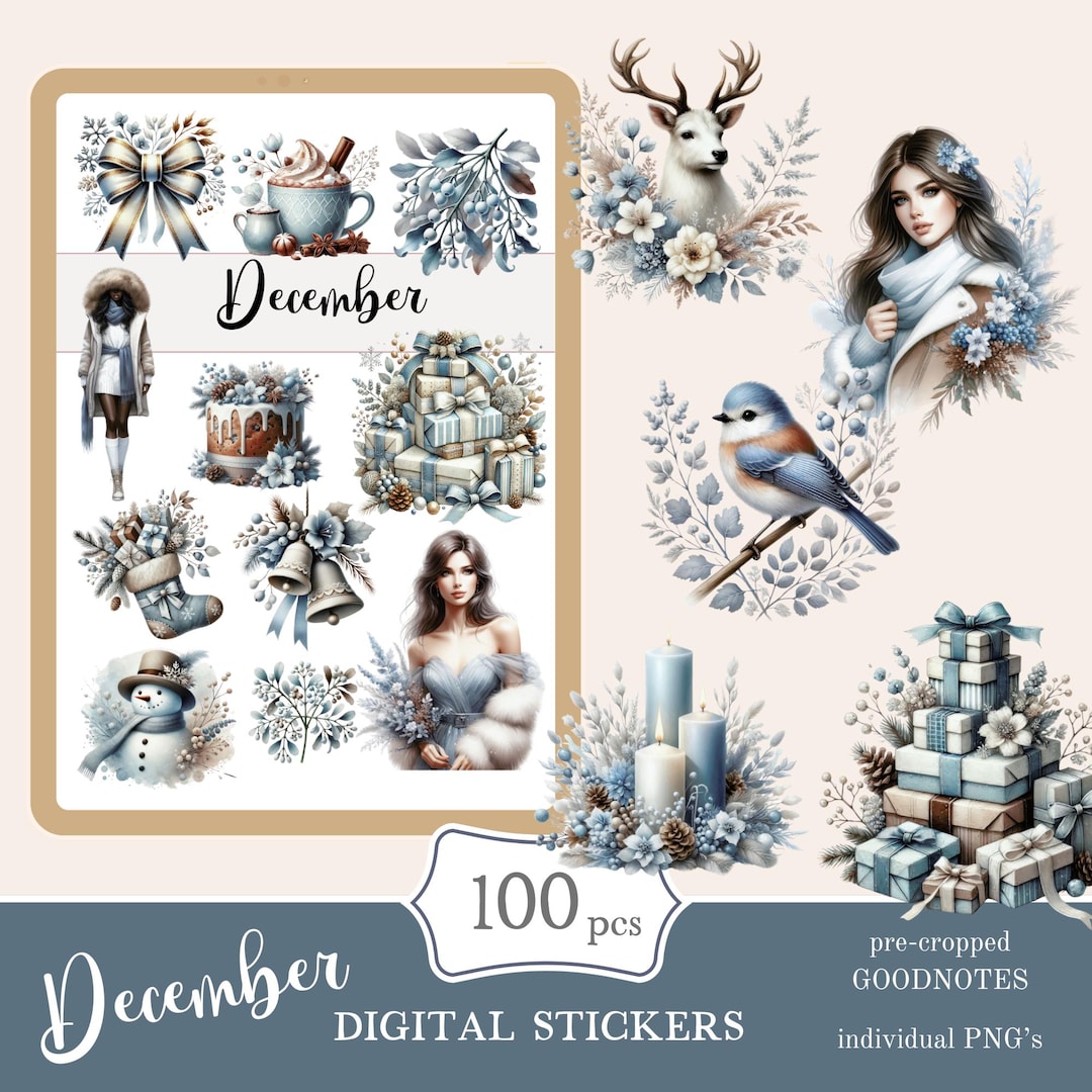 December Month Goodnotes Stickers | Cute Digital Sticker Pack | Winter ...