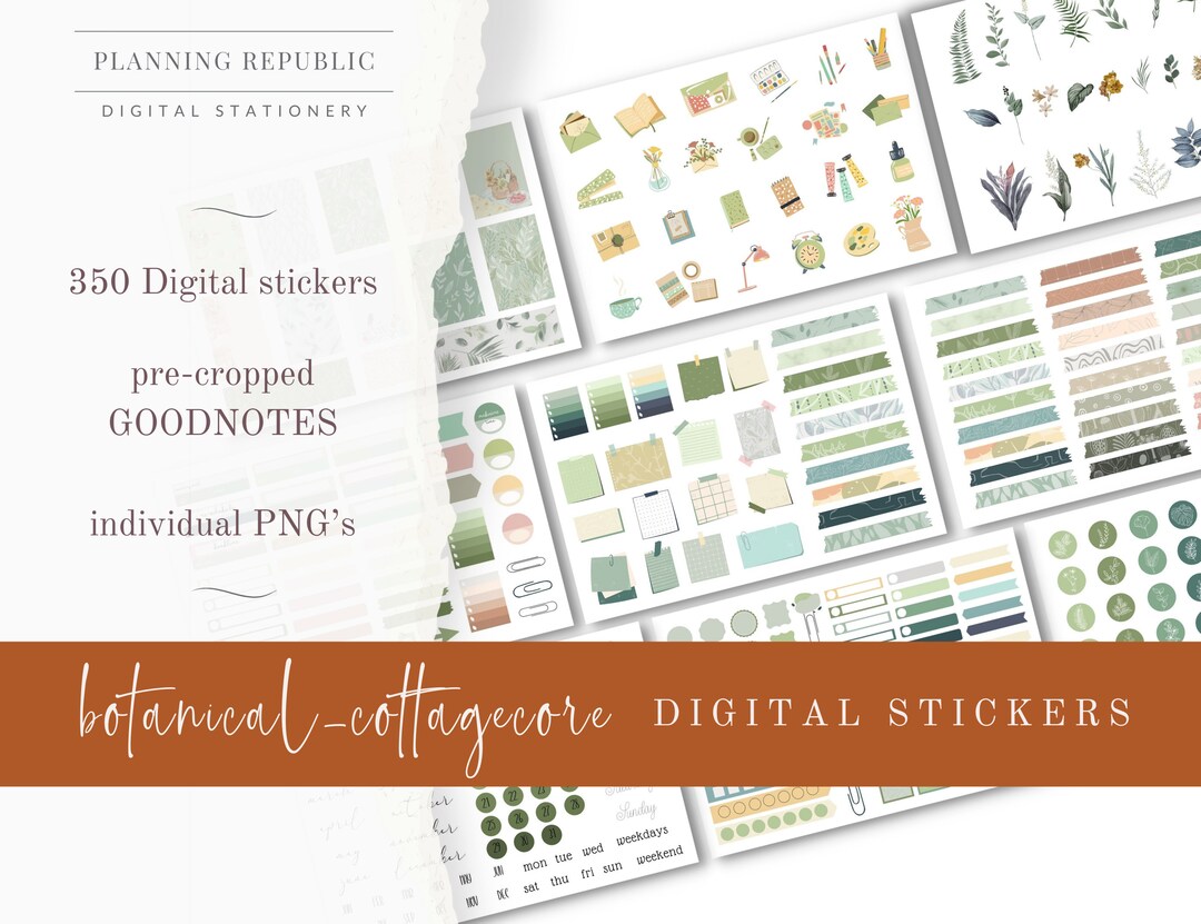 Botanical-cottagecore Goodnotes Digital Sticker Set Goodnotes Digital ...