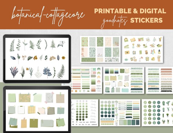 Botanical-cottagecore Goodnotes Digital Sticker Set - Etsy