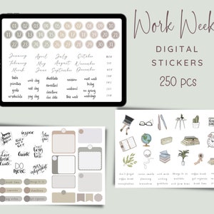 WORK WEEK Goodnotes Stickers | Digital Planner Stickers, Goodnotes ...