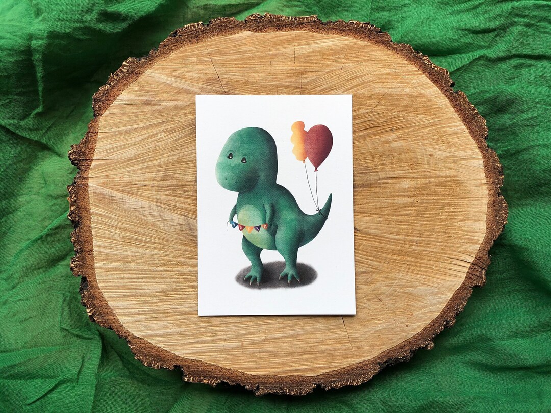 Postcard Dino With Pennant Chain hurray, Congratulations Card A6 ...