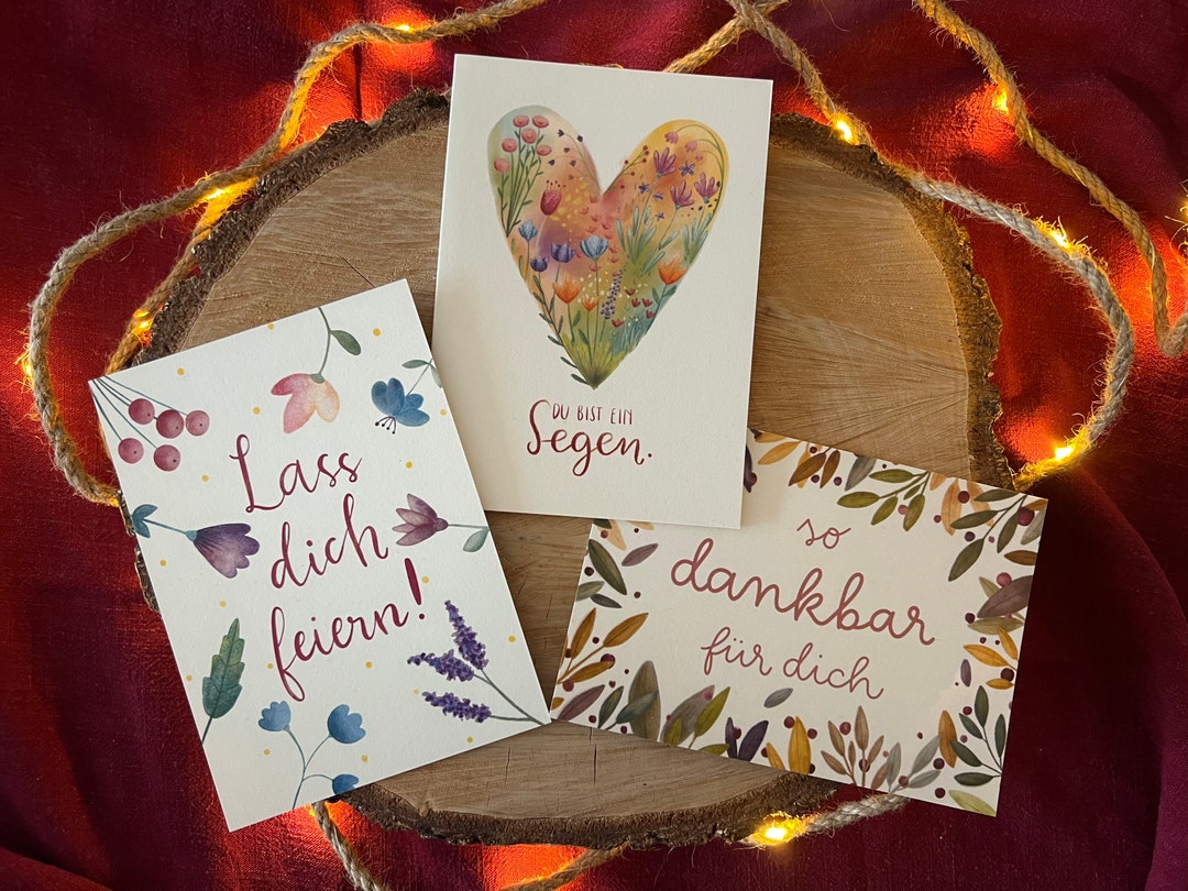 "compliments" Card Set | 3 Lovingly Illustrated Postcards or Folding ...