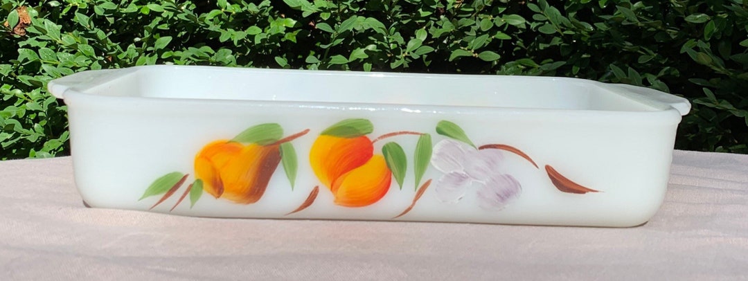Fire-king by Anchor Hocking Fruit Hand Painted Pattern on White ...