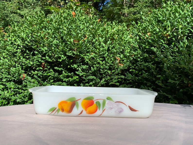 Fire-king by Anchor Hocking Fruit Hand Painted Pattern on White ...