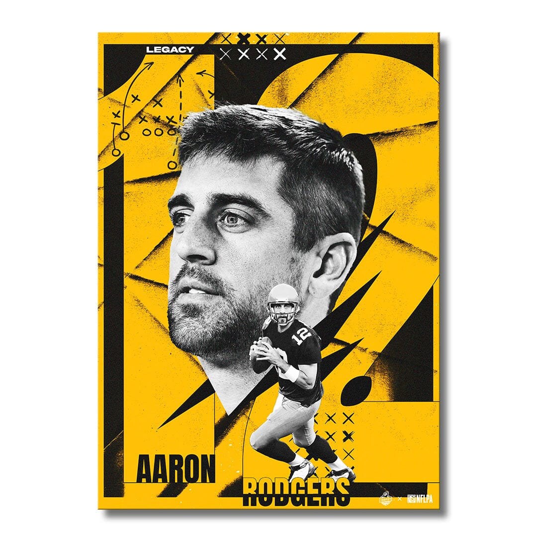 Aaron Rodgers Legend Yellow - Metal Wall Art | NFLPA Aaron Rodgers Art ...