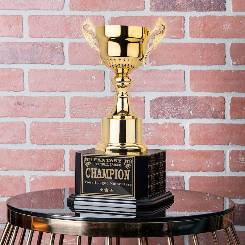 15" Gold Cup Perpetual Fantasy Football Trophy | Fantasy Football ...
