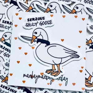 Serious Silly Goose Sticker, Funny Water Bottle Sticker, Internet Meme ...