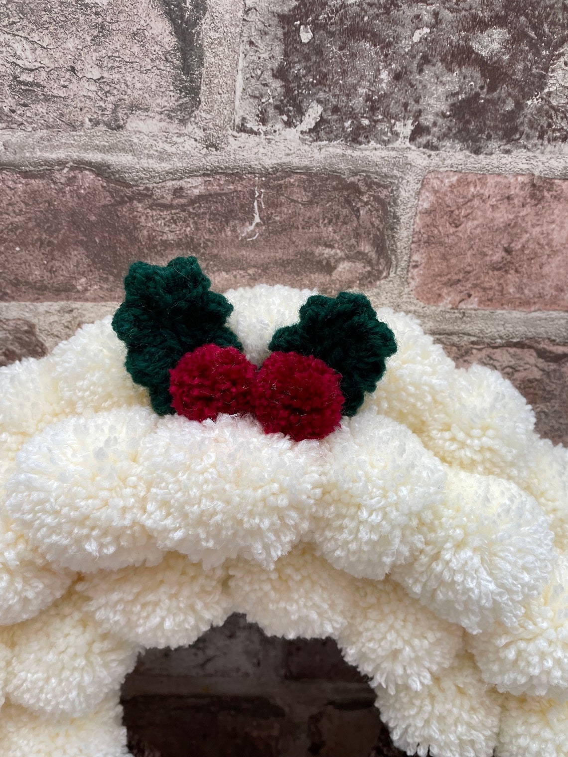 Full Christmas Pudding Pom Pom Wreath Winter Wreath Christmas ...