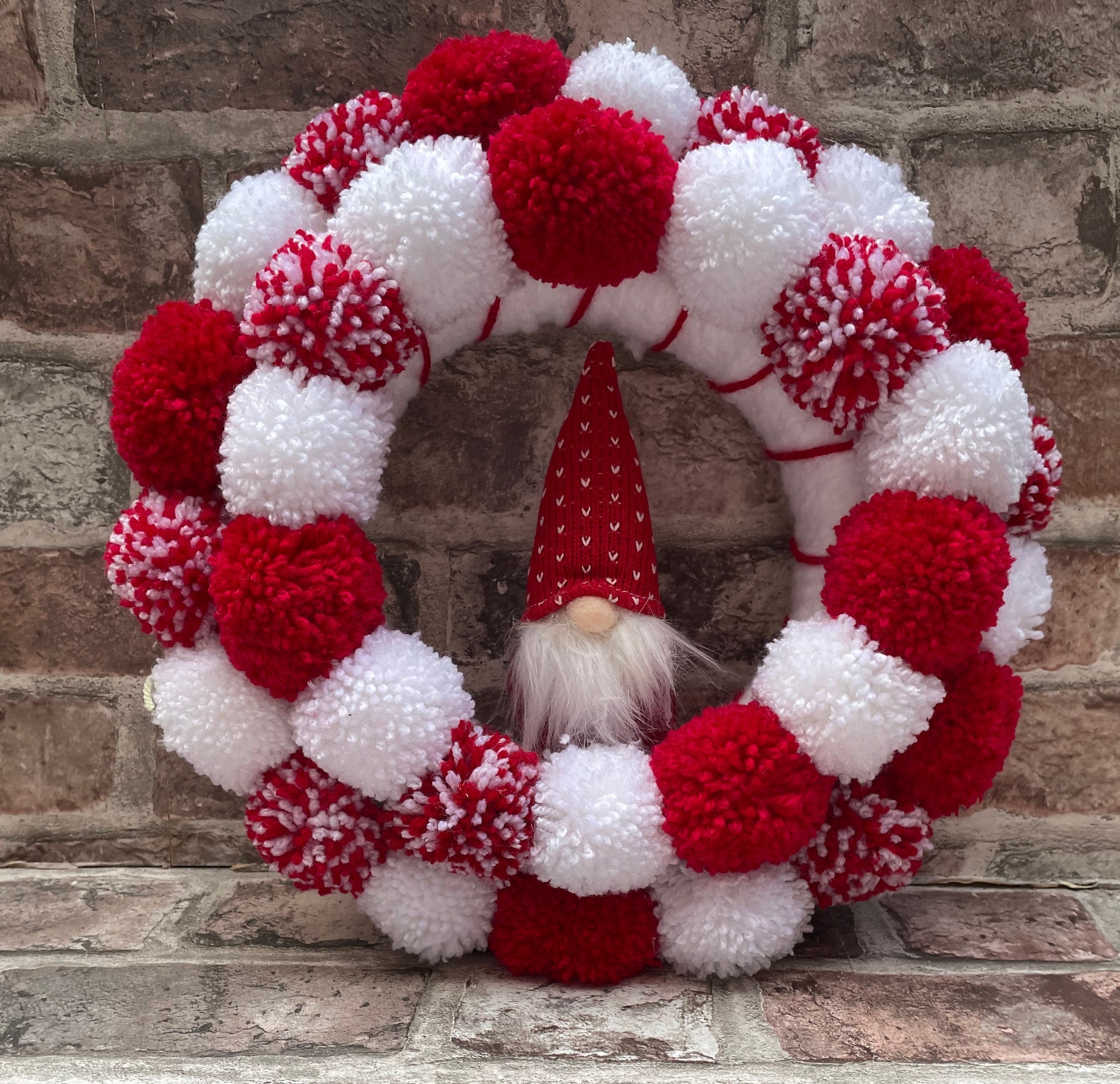 Red and White Gonk Candy Cane Wreath Winter Wreath - Etsy