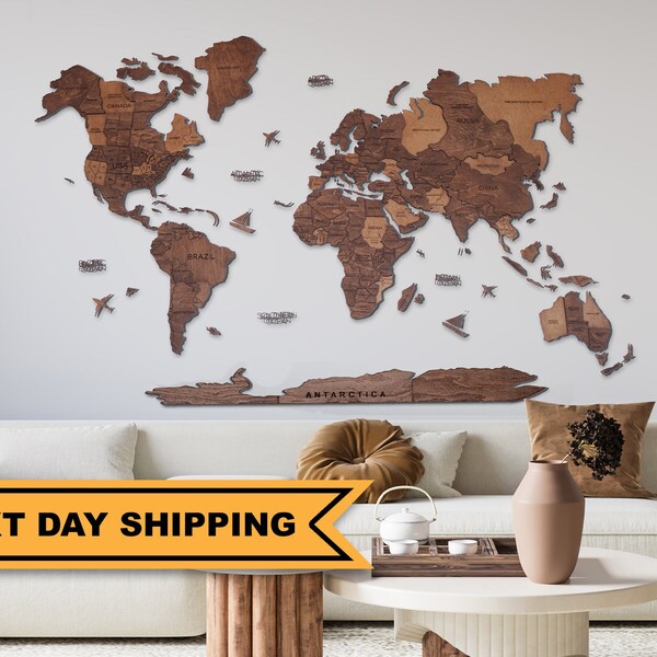 Wood World Map - Etsy