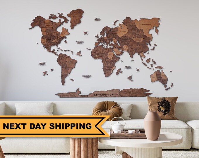 PLACE WEVE BEEN Map Wood Wall Art Push Pin Map Handmade Gift Large ...