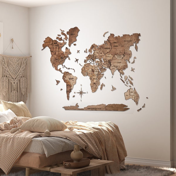 Rustic World Map - Etsy