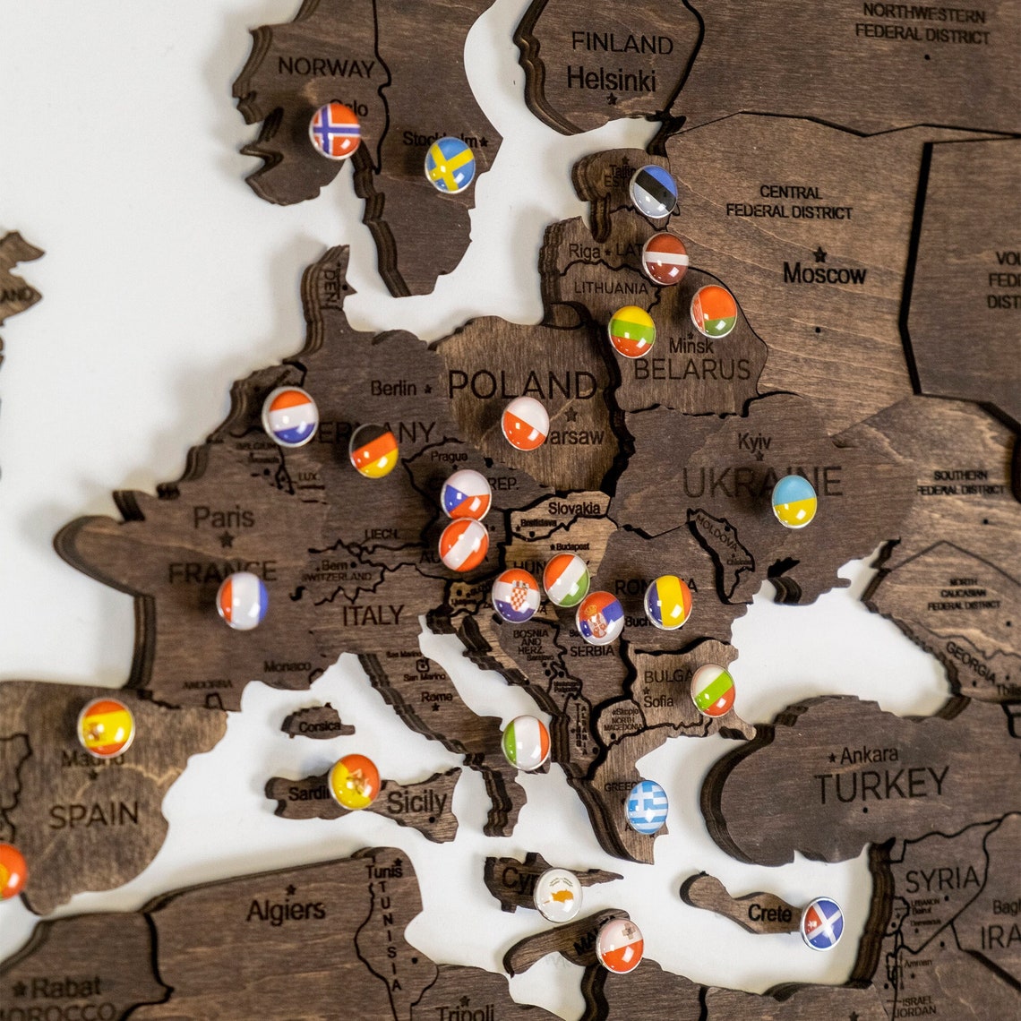 World Map Flag Push Pins, Travel Map Pins, Push Pins for Wood World Map ...
