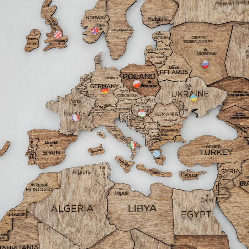 World Map Flag Push Pins, Travel Map Pins, Push Pins for Wood World Map ...