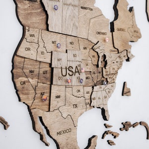 Interactive Wall Art, 3D Wall Art Wood, World Map Wall Decor, 3D Wood ...