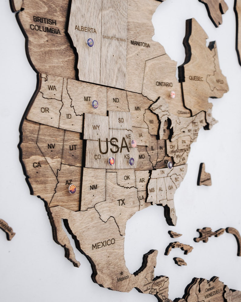 Interactive Wall Art 3D Wall Art Wood World Map Wall Decor - Etsy