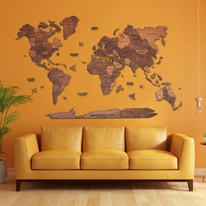Push Pin World Map Classic Stylish 3D Wood Wall Art Wood Map Engrave ...