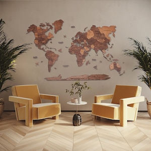 Interactive Wall Art, 3D Wall Art Wood, World Map Wall Decor, 3D Wood ...