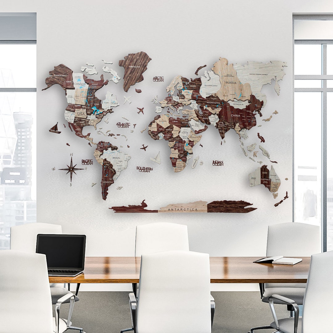 3D World Map 3D Effect Push Pin Location Marker Map 5th Anniversary ...