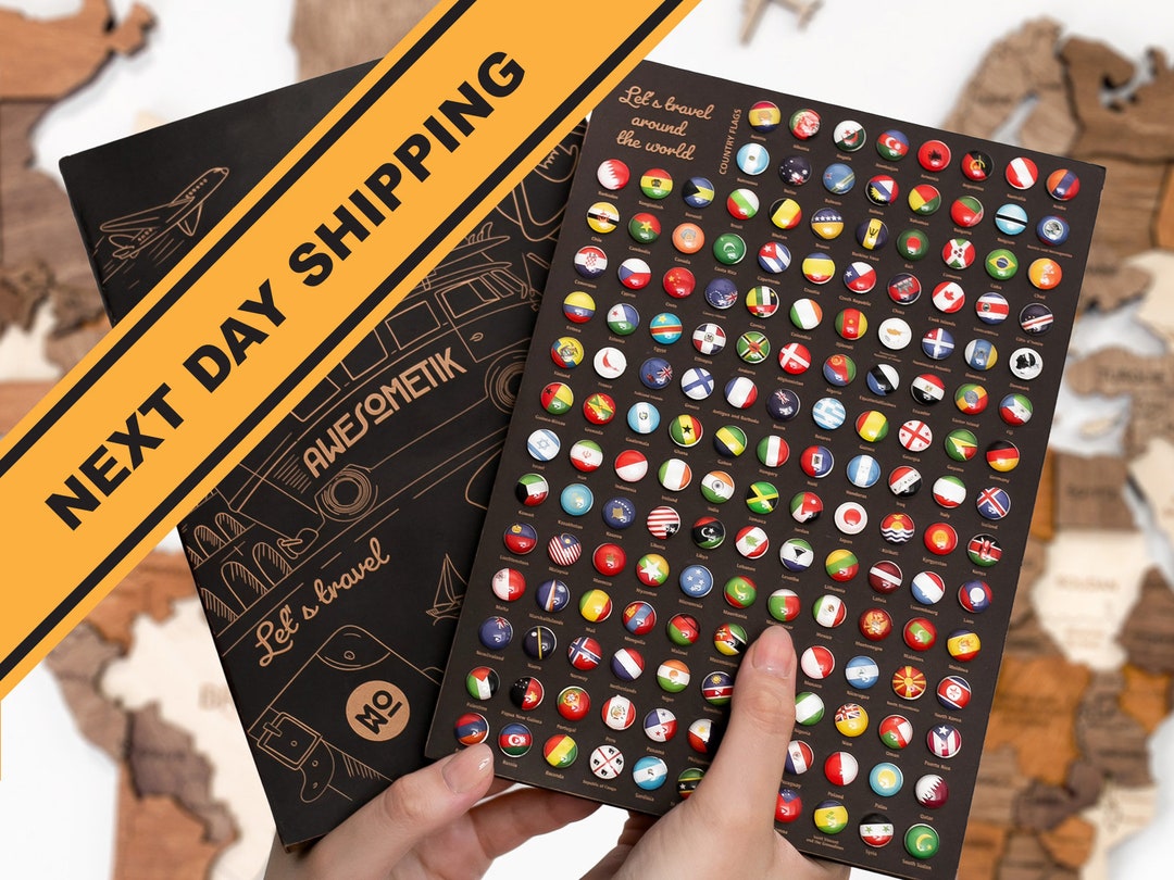 World Map Push Pin Wall Art, Travel Map Flag Push Pins, Flags Push Pins ...