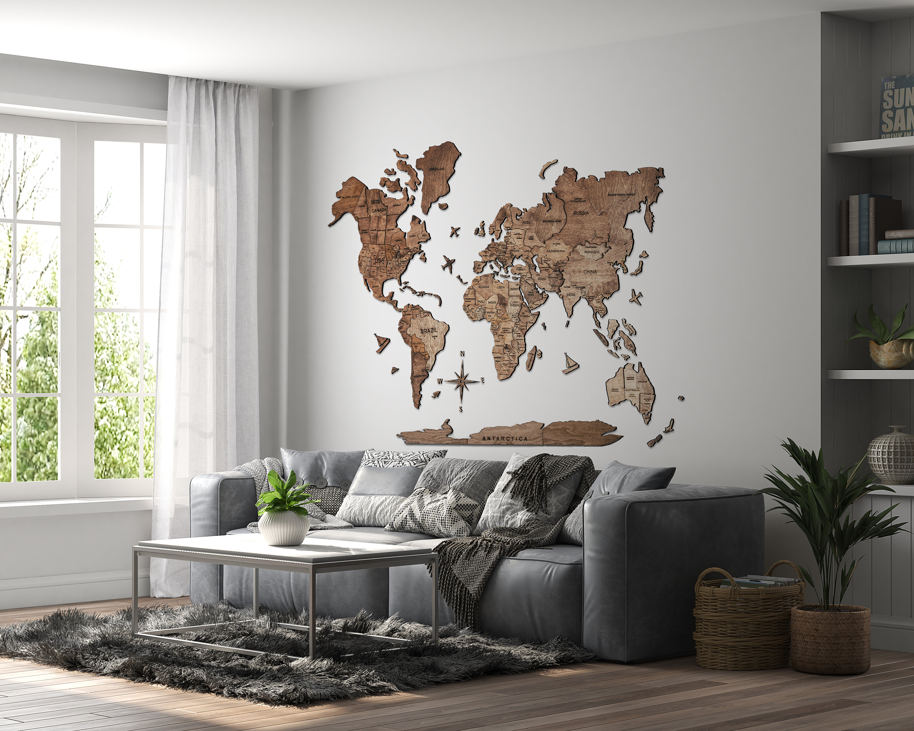 Wooden World Map Kids Room Wall Art Push Pin Travel Map - Etsy