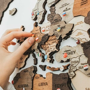 World Map Wall Art, Wood Wall Map, Wooden Home Decor, Birthday ...