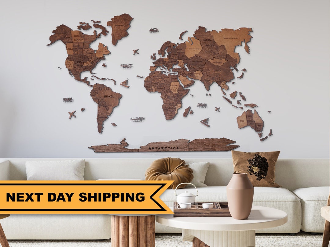 PLACE WEVE BEEN Map Wood Wall Art Push Pin Map Handmade Gift Large ...