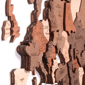 Interactive Wall Art, 3D Wall Art Wood, World Map Wall Decor, 3D Wood ...