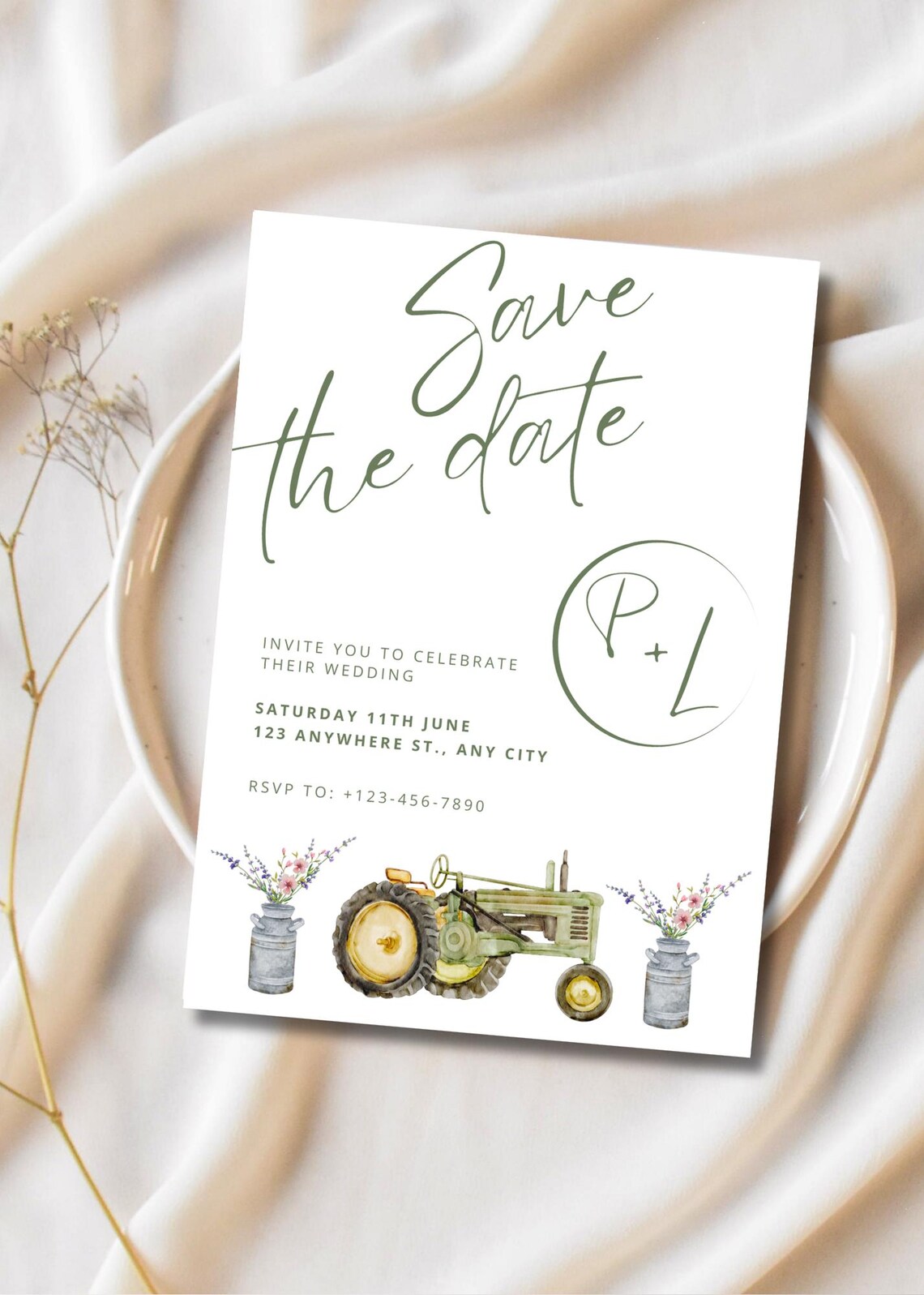 Farm Wedding Invitation Template: Rustic Chic Design (digital Download ...