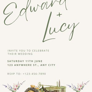 Tractor Wedding Invitation Bundle: Rustic Farm Invite (digital) - Etsy