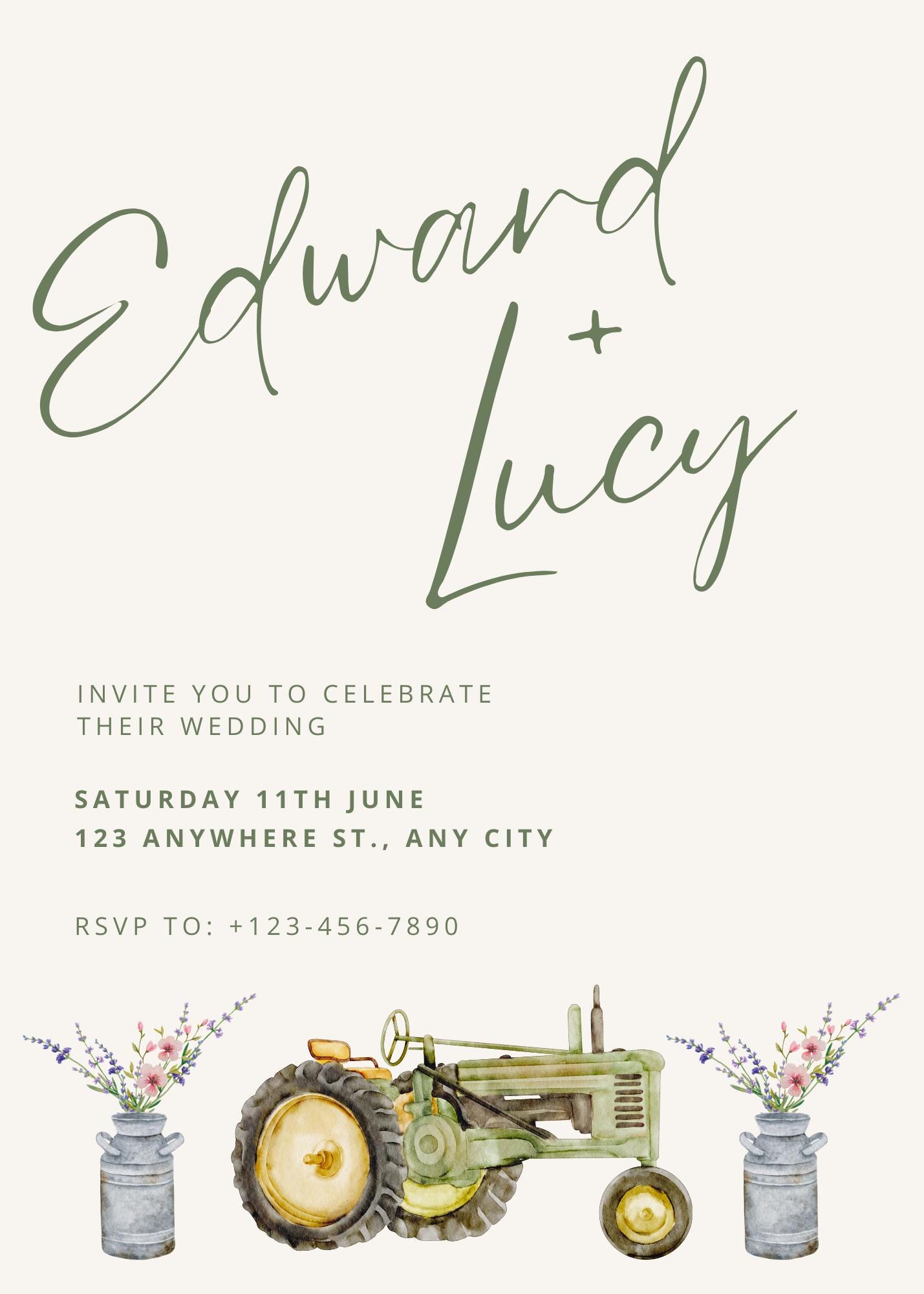 Tractor Wedding Invitation Bundle: Rustic Farm Invite (digital) - Etsy