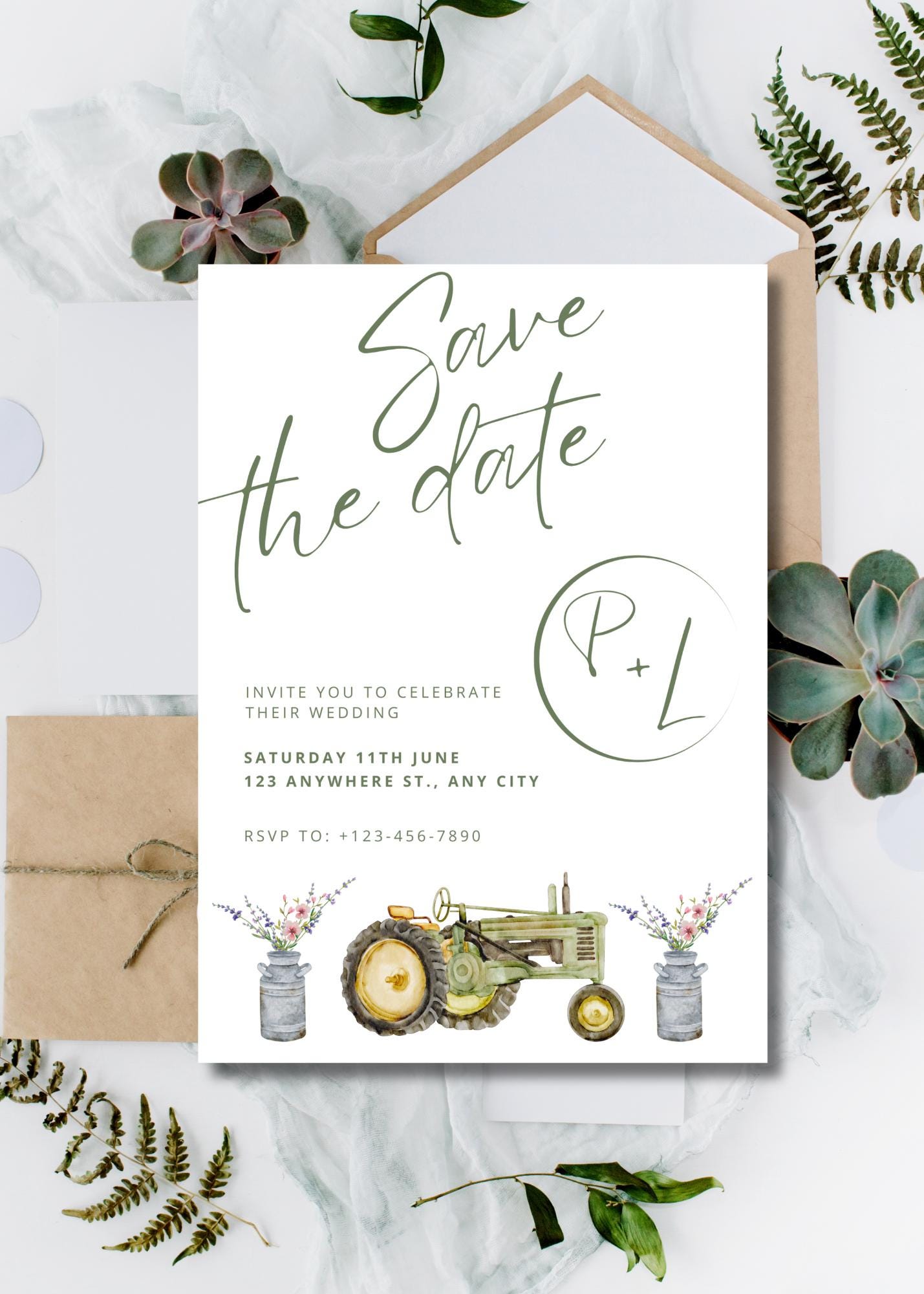 Farm Wedding Invitation Template: Rustic Chic Design (digital Download ...