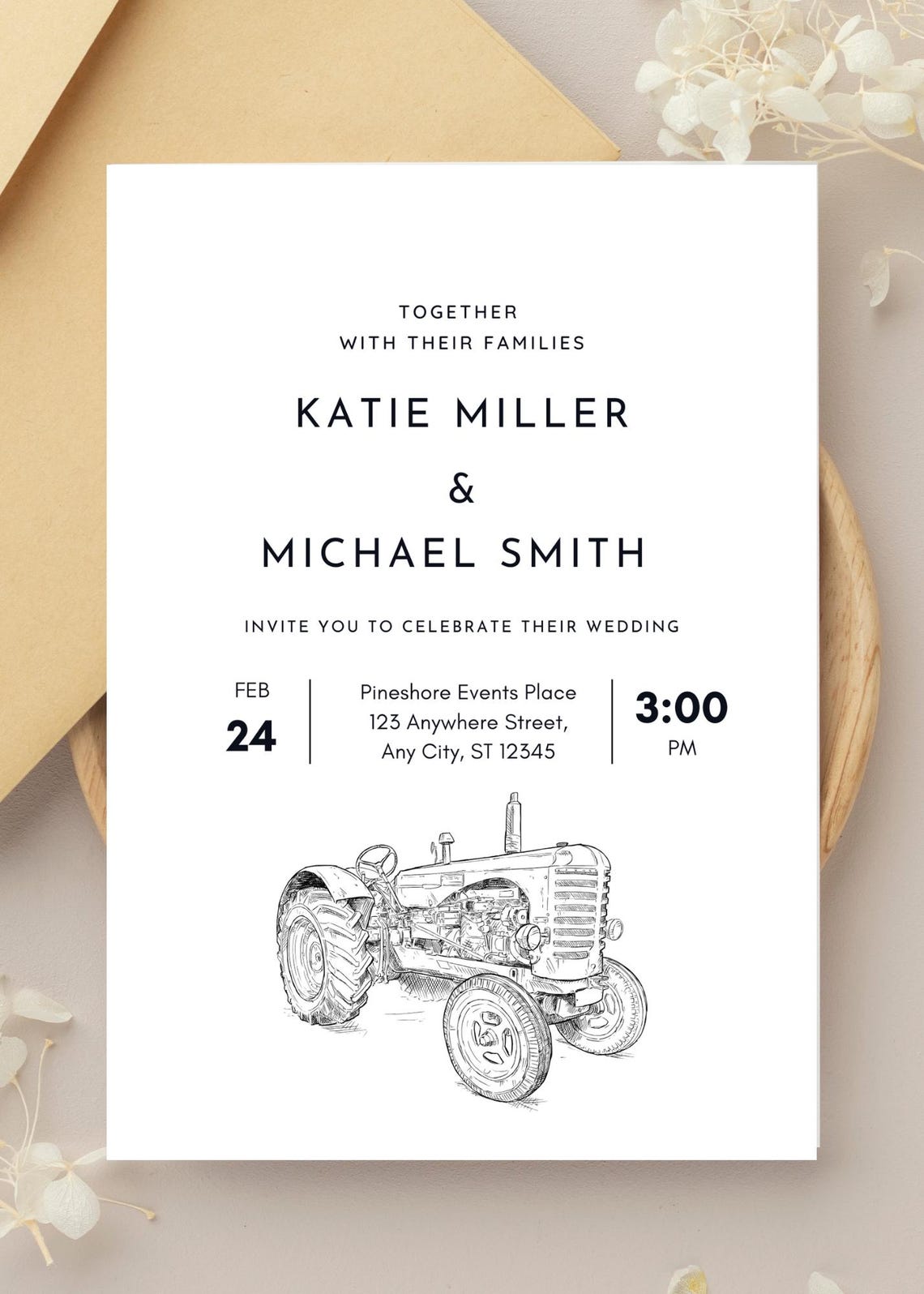Tractor Wedding Invitation Set: Rustic Farm Invite (digital) - Etsy