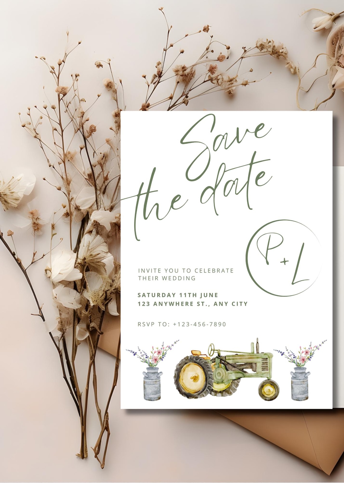 Farm Wedding Invitation Template: Rustic Chic Design (digital Download ...