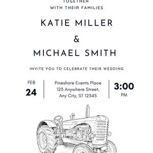 Tractor Wedding Invitation Set: Rustic Farm Invite (digital) - Etsy