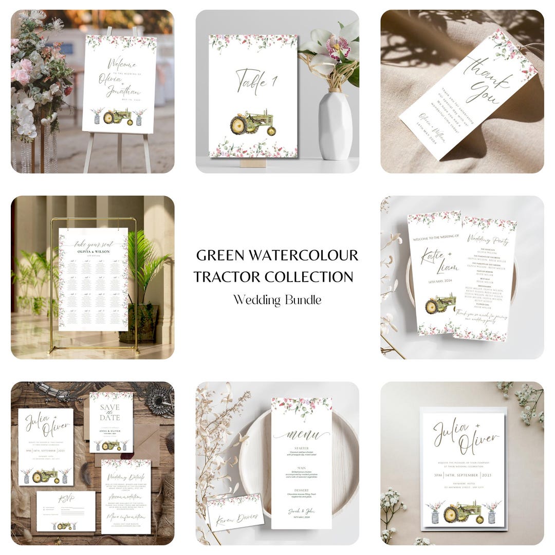 Tractor Wedding Invitation Bundle: Rustic Farm Stationery (digital ...