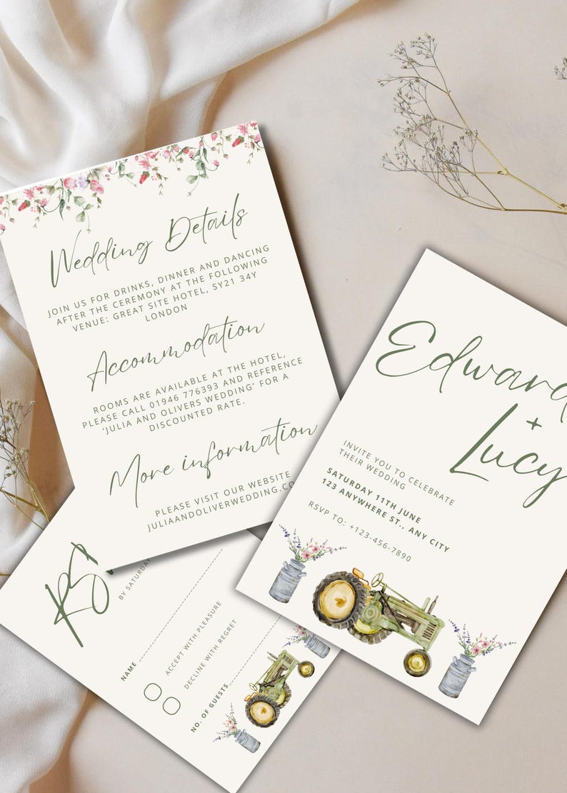 Tractor Country Wedding Invitation Bundle | Farm Wedding | Save the ...
