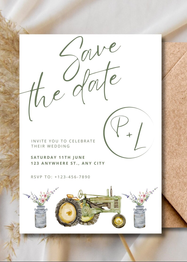Farm Wedding Invitation Template: Rustic Chic Design (digital Download ...