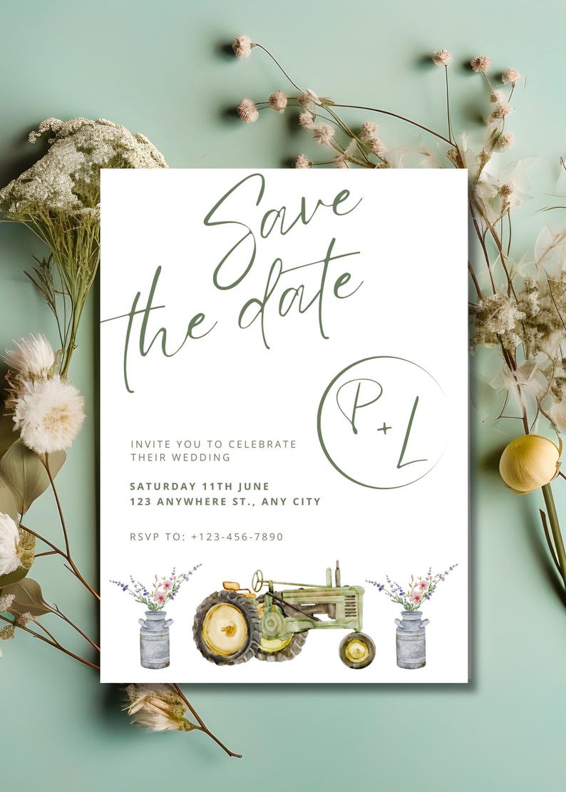 Farm Template Wedding Invitation/elegant Custom Wedding Invite/chic ...