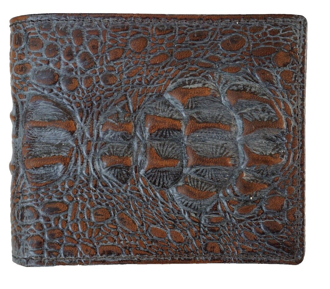 Embossed Retro Crocodile Corrosion Art Leather Wallet Davidov Art - Etsy