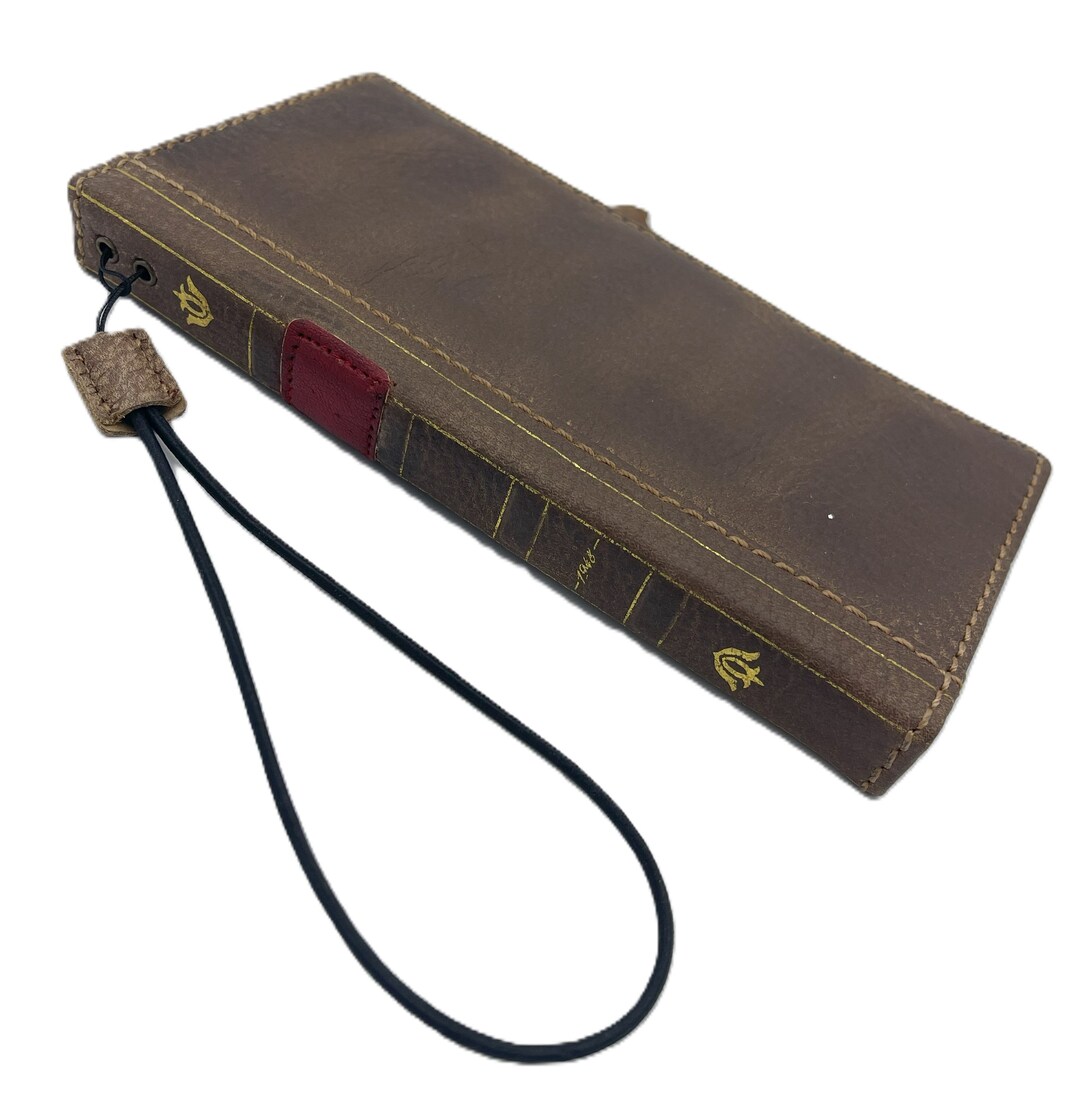 Genuine Handmade Leather for Galaxy Z Fold 6 2 3 4 5 Art Wallet Bible ...