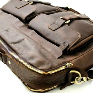 Genuine Handmade Leather Shoulder Bag Busniess Man Laptop Brown ...