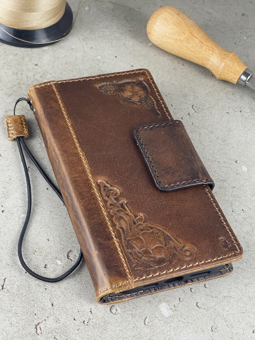 Genuine Leather Fo Oneplus 12 12R Case Wallet Handmade Wireless Luxury ...