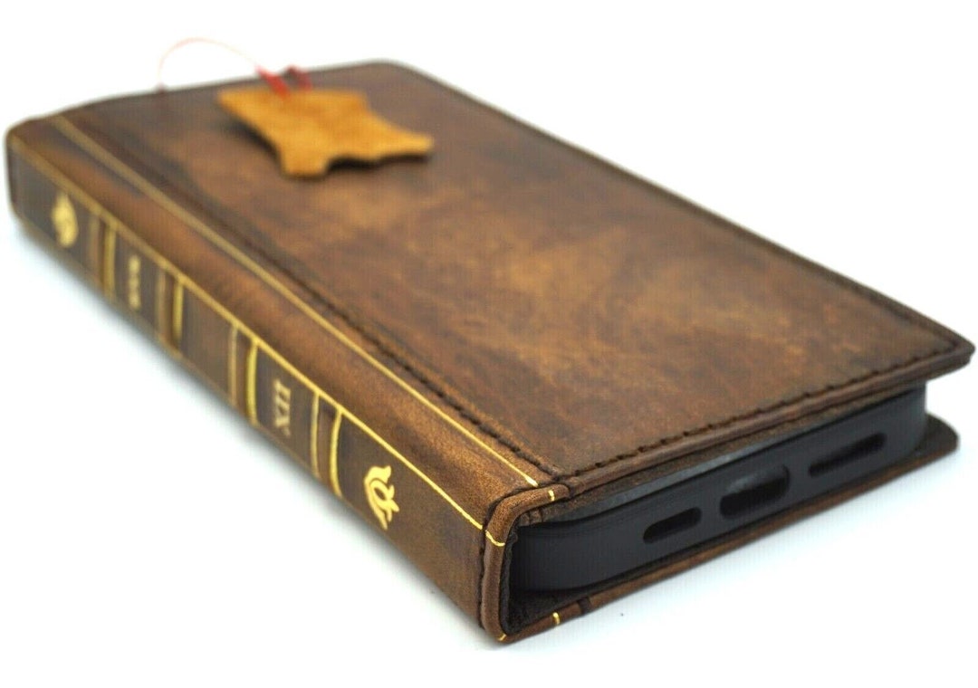 Genuine Leather Book Wallet Case for Galaxy: Handmade Art Cover - Etsy
