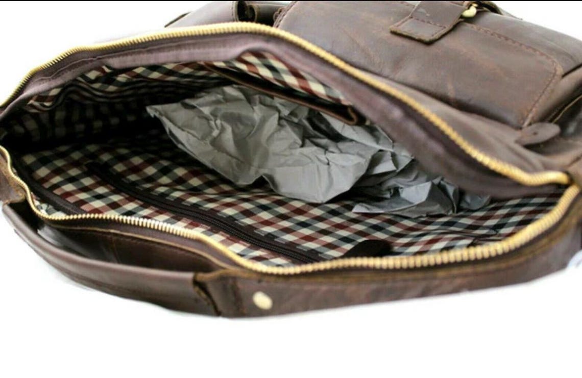 Genuine Handmade Leather Shoulder Bag Busniess Man Laptop Brown ...